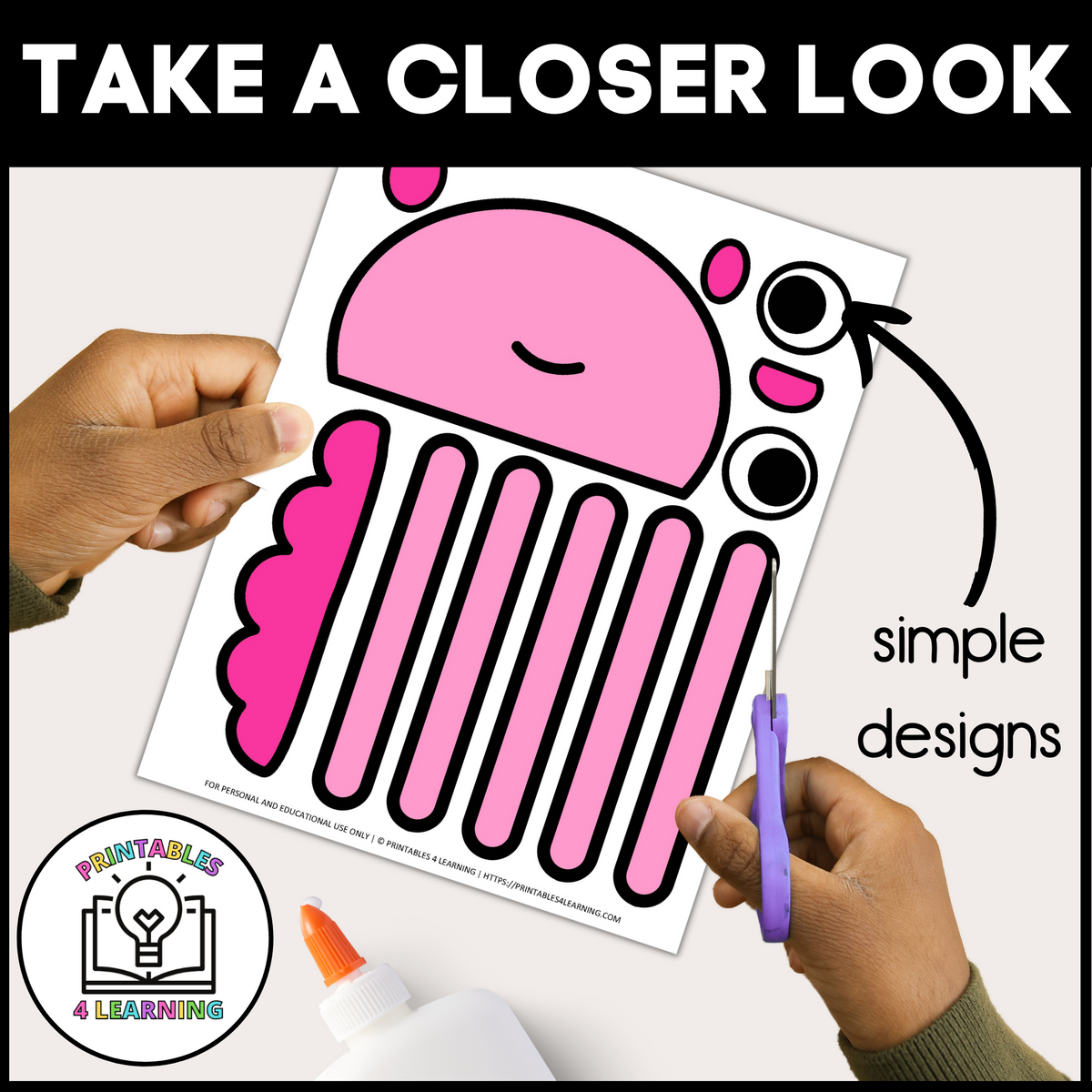 Jellyfish Cut and Paste Craft with Visual Directions – Printables 4 ...