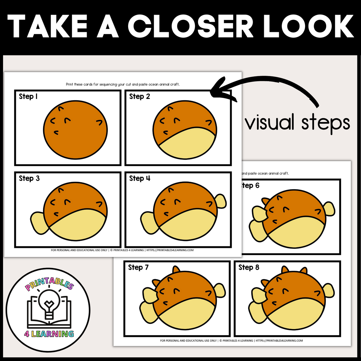 Pufferfish Cut and Paste Craft with Visual Directions – Printables 4 ...