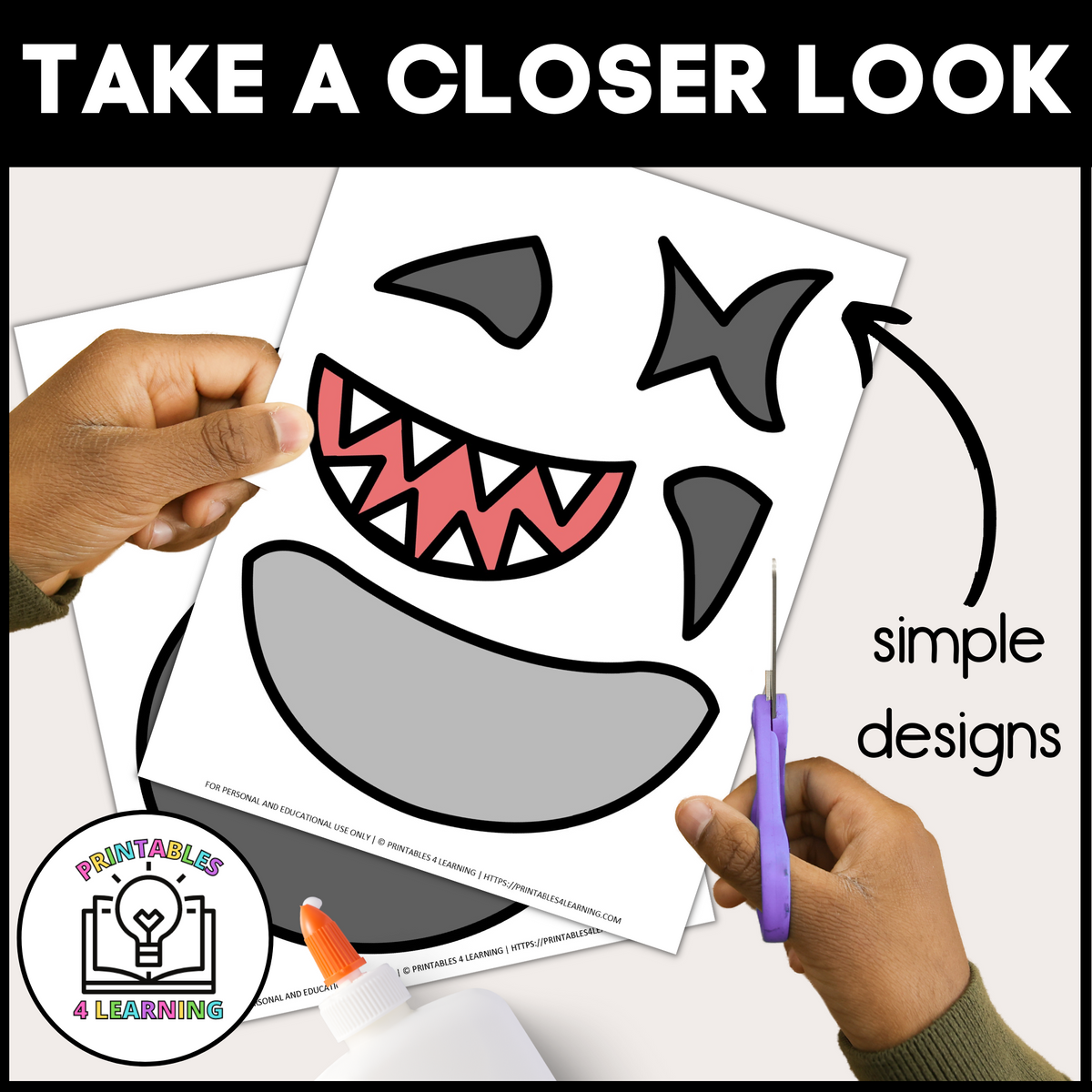 Shark Cut and Paste Craft with Visual Directions – Printables 4 Learning
