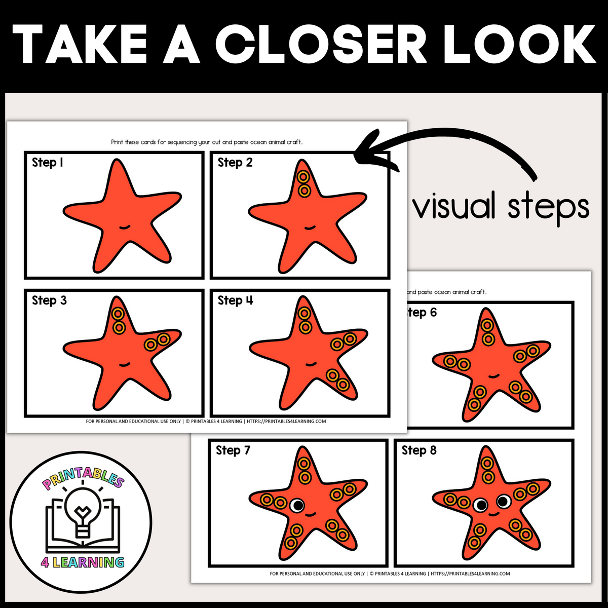 Starfish Cut and Paste Craft with Visual Directions – Printables 4 Learning