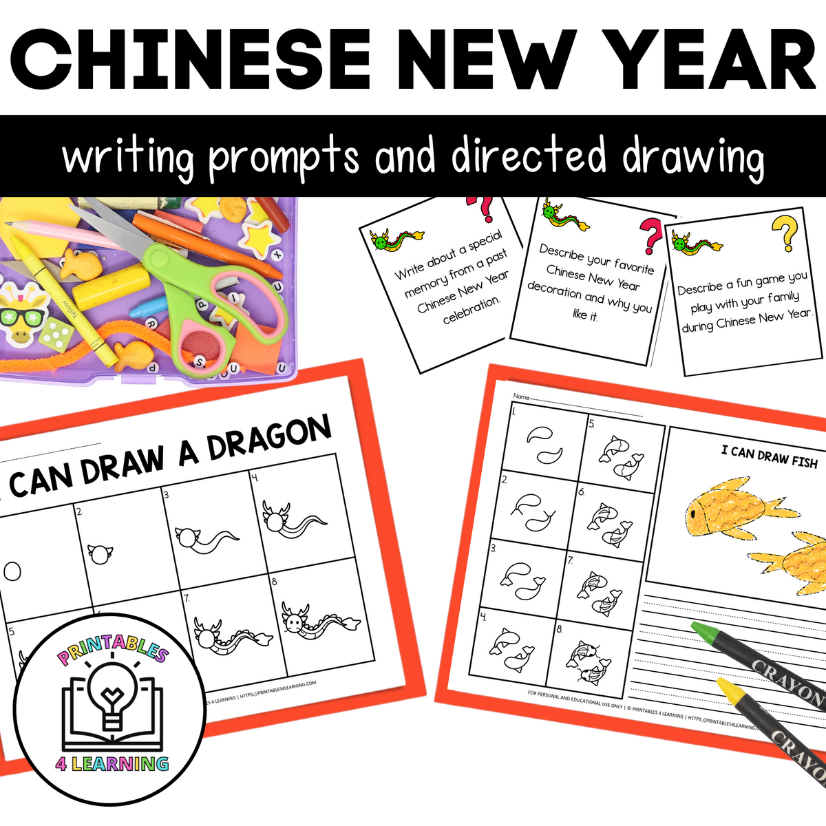 Chinese New Year Writing and Drawing Prompts for Kids – Printables 4 ...