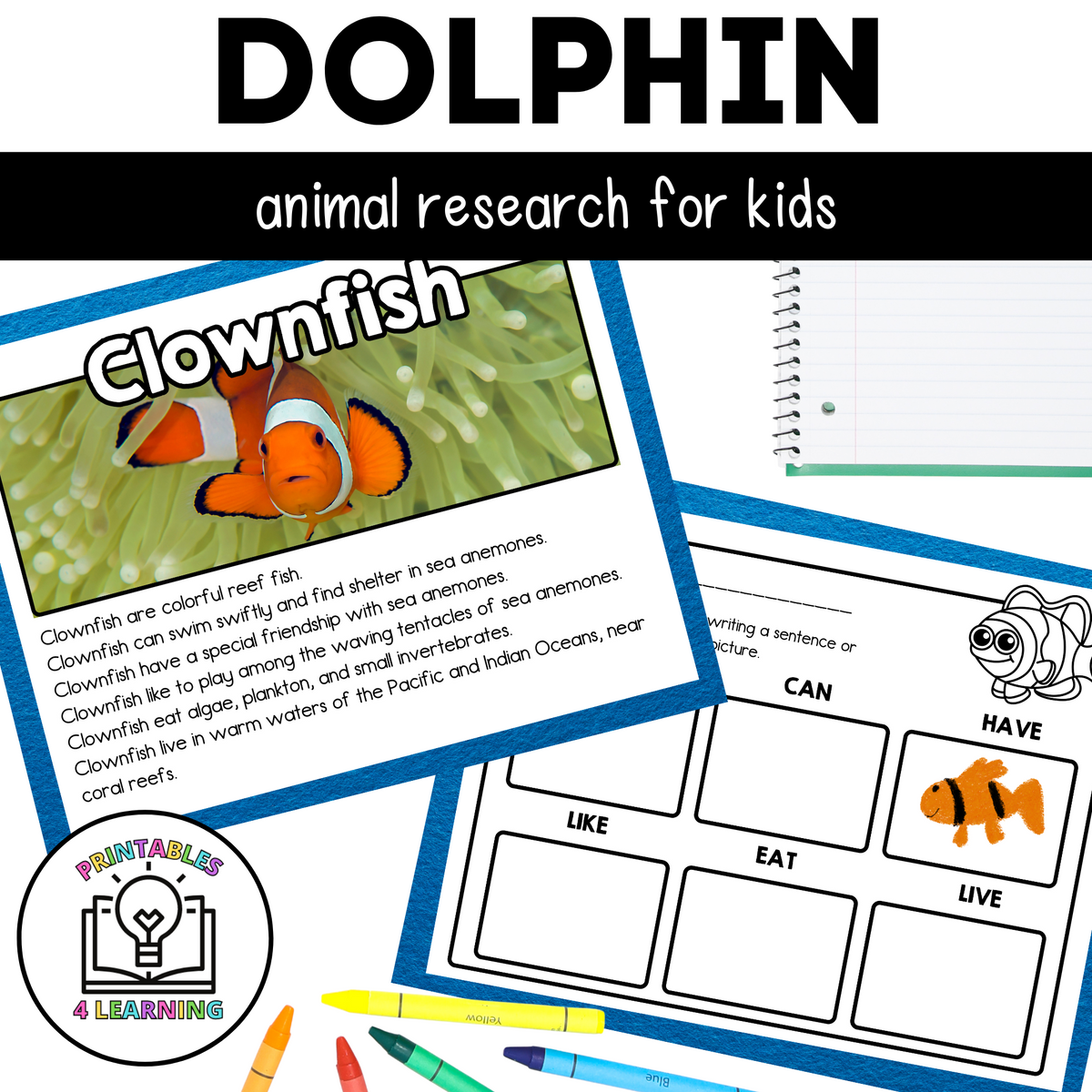 Clownfish Animal Study for Kids – Printables 4 Learning