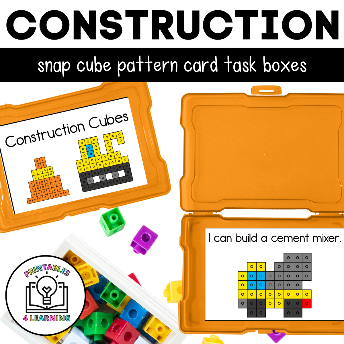 Construction Snap Cube Task Box – Printables 4 Learning