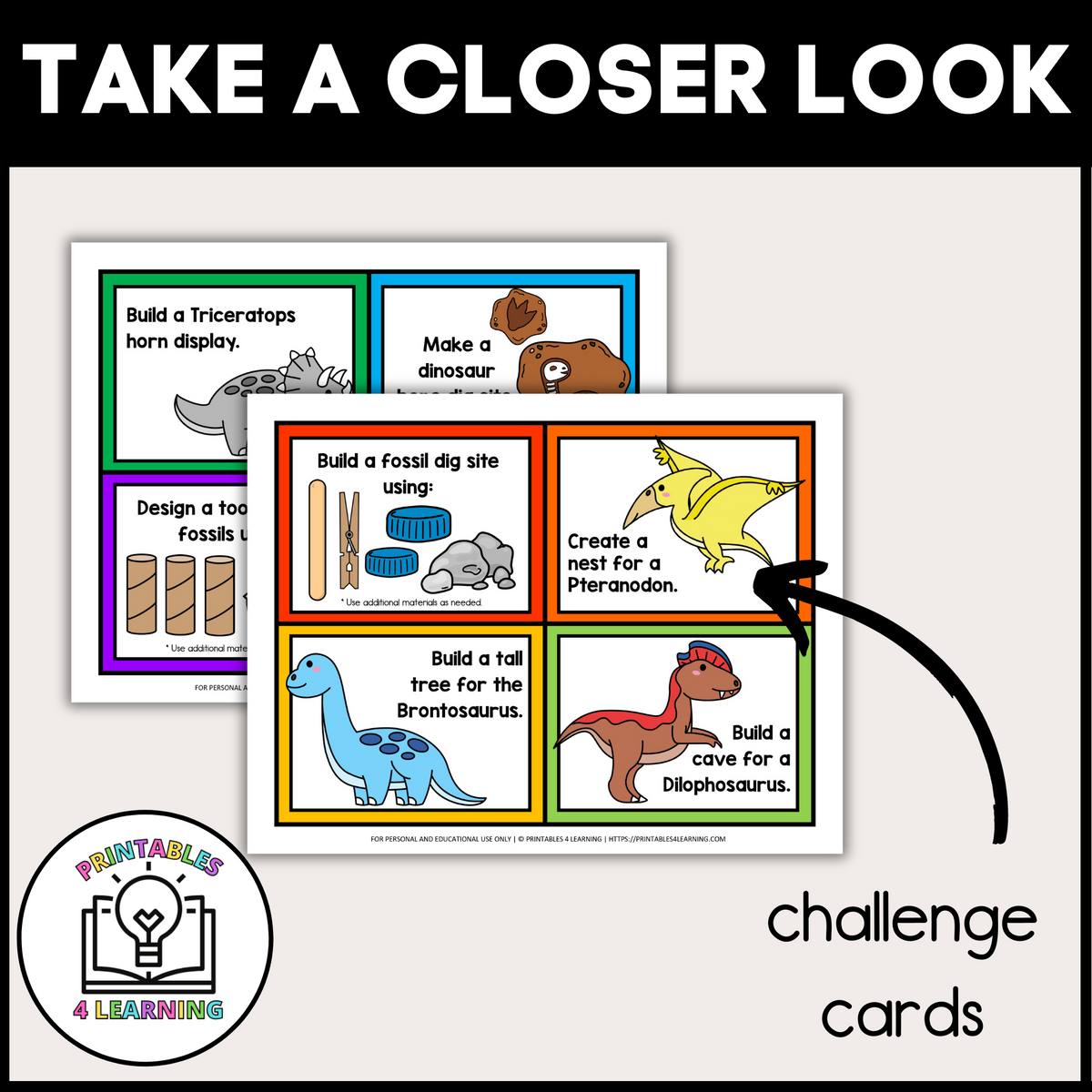 Dinosaur STEM Challenge Cards – Printables 4 Learning