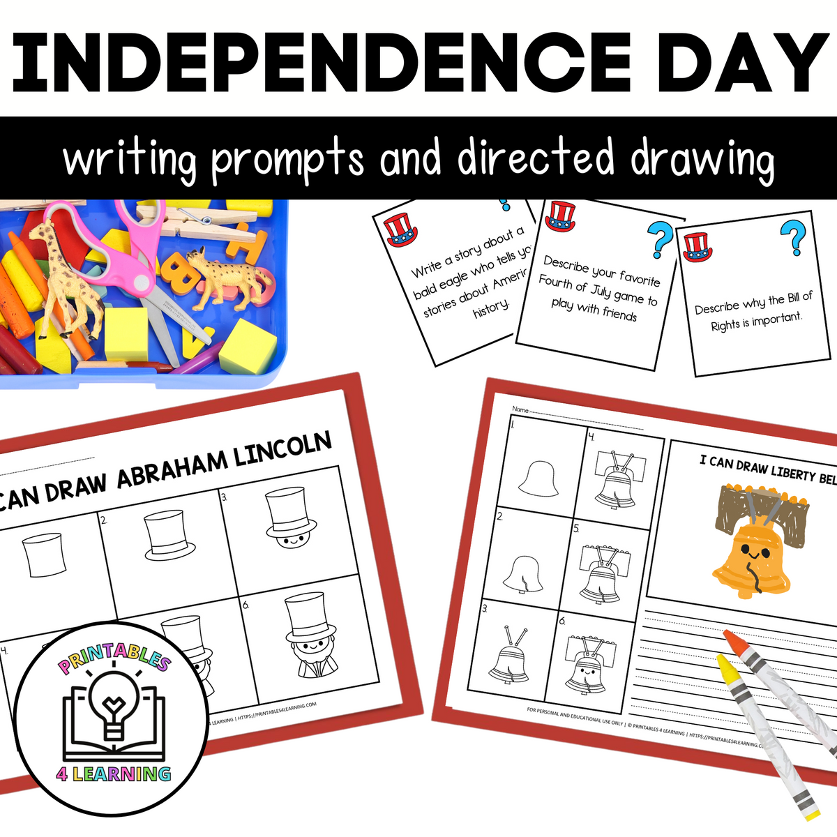 Independence Day Writing and Drawing Prompts for Kids – Printables 4 ...