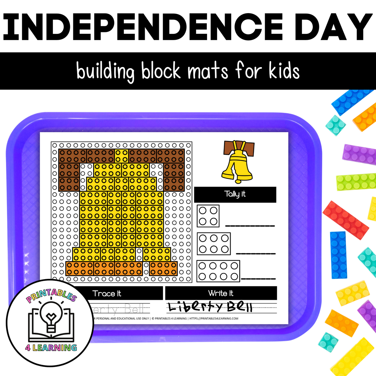 Independence Day Building Block Mats – Printables 4 Learning