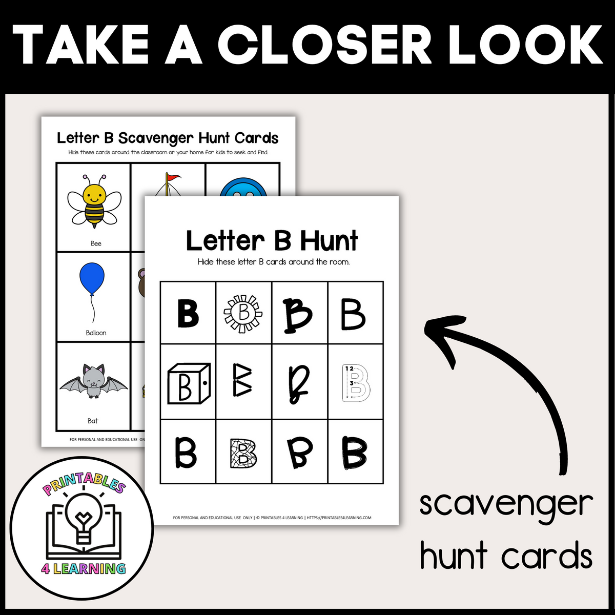 Letter B Scavenger Hunt Packet – Printables 4 Learning