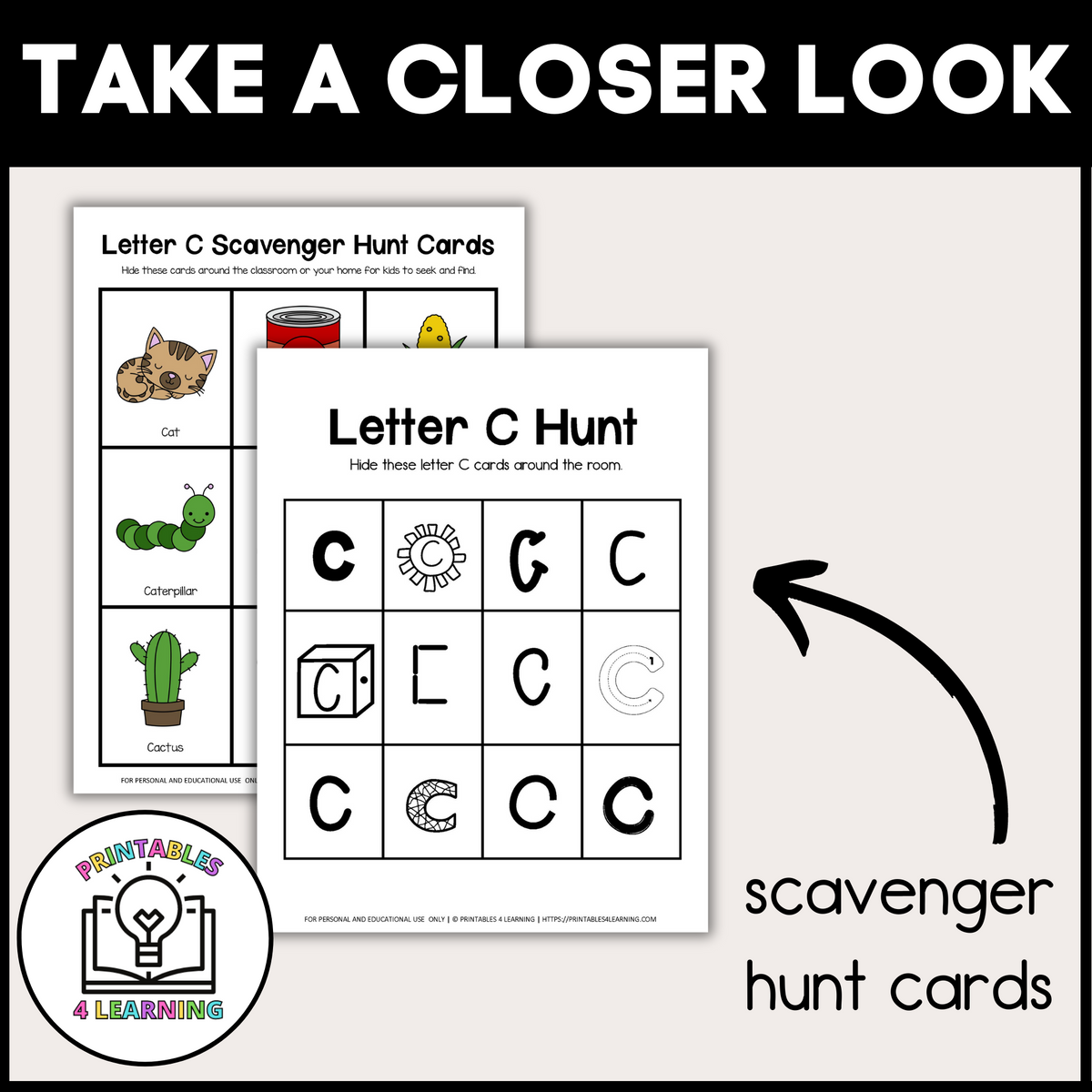 Letter C Scavenger Hunt Packet – Printables 4 Learning