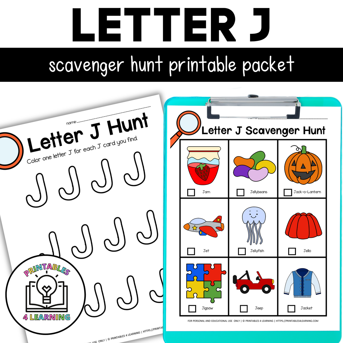 Letter J Scavenger Hunt Packet – Printables 4 Learning