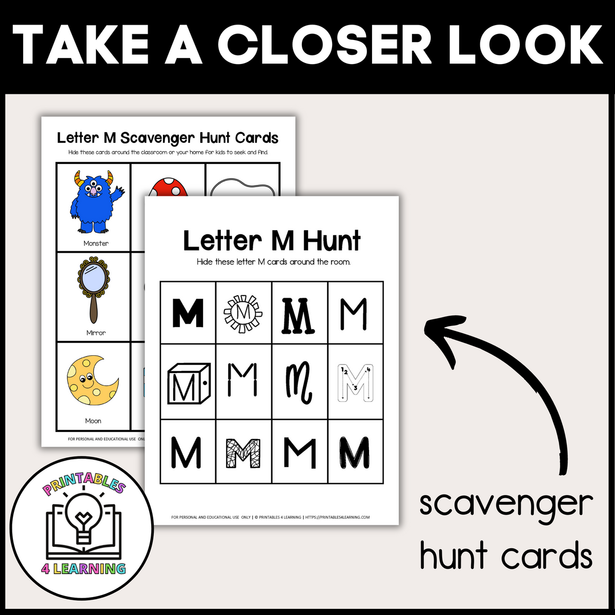 Letter M Scavenger Hunt Packet – Printables 4 Learning