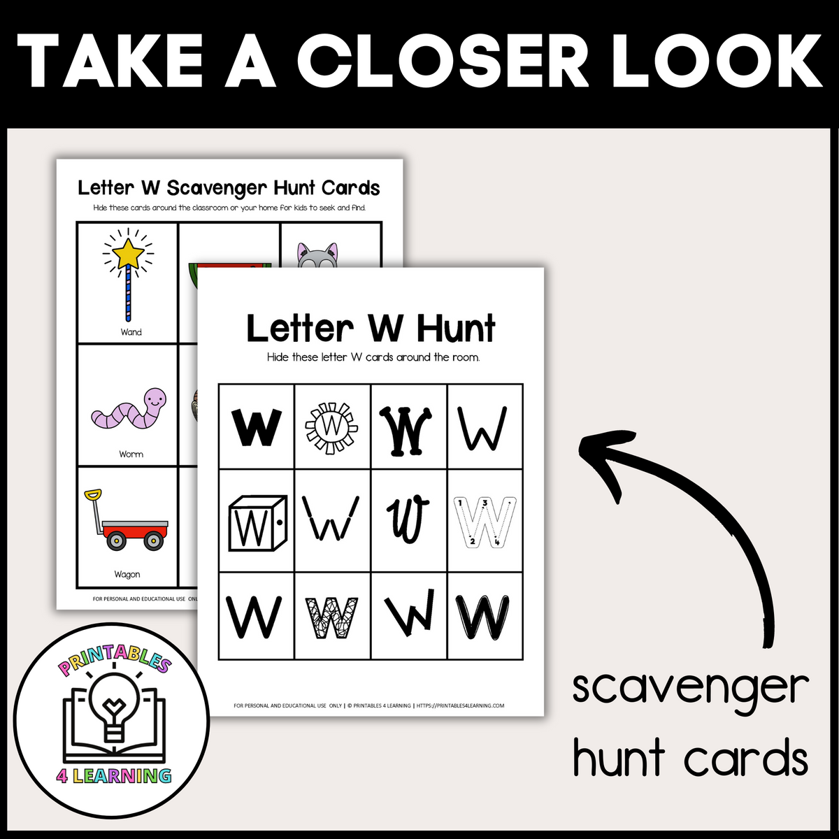 Letter W Scavenger Hunt Packet – Printables 4 Learning