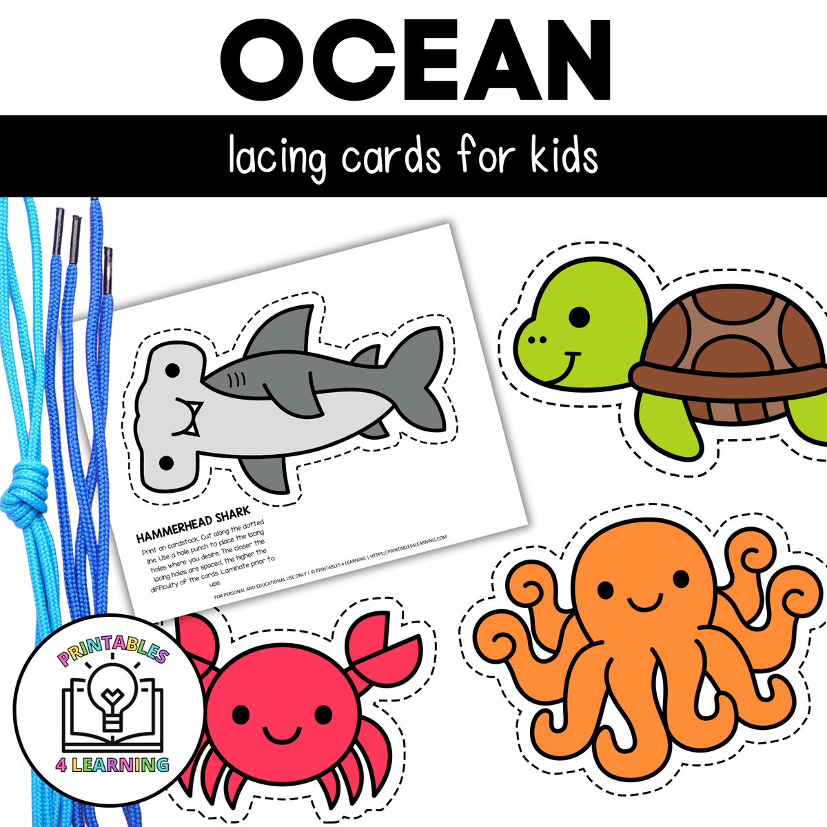 Ocean Lacing Cards – Printables 4 Learning