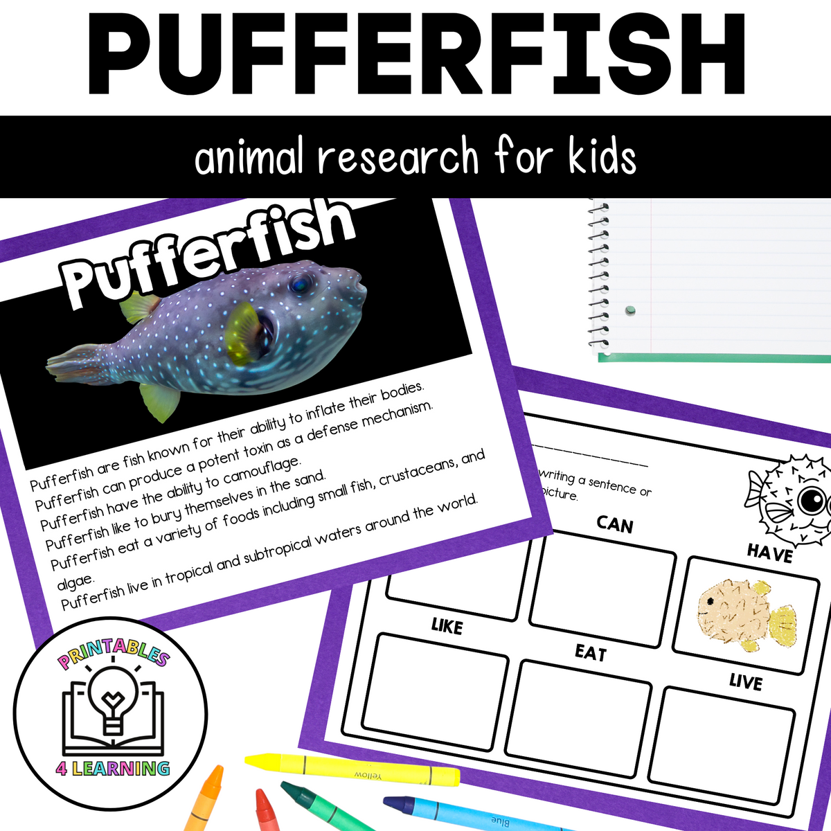 Pufferfish Animal Study for Kids – Printables 4 Learning