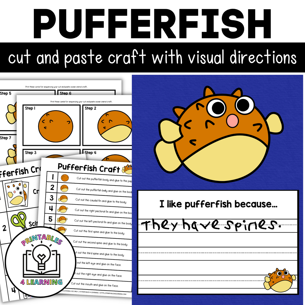 Pufferfish Cut and Paste Craft with Visual Directions – Printables 4 ...