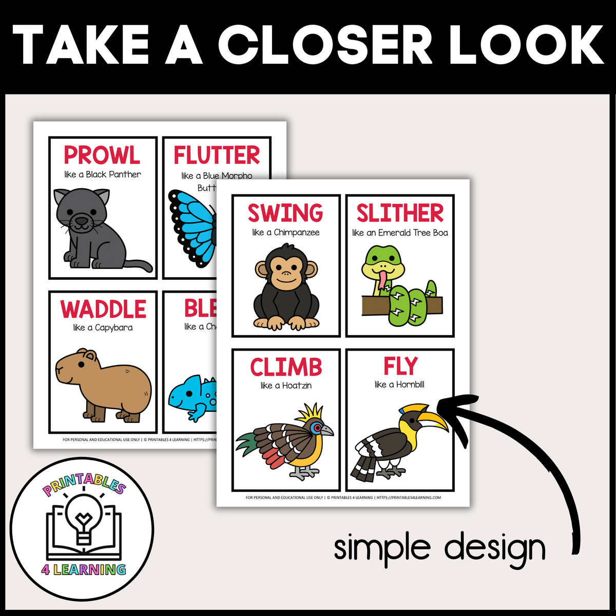 Rainforest Animal Movement Cards for Brain Break Activities ...