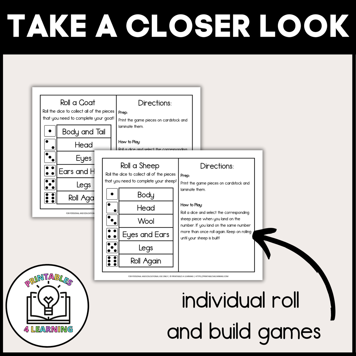 Roll and Build a Farm Animal - 9 Cut and Paste Crafts – Printables 4 ...