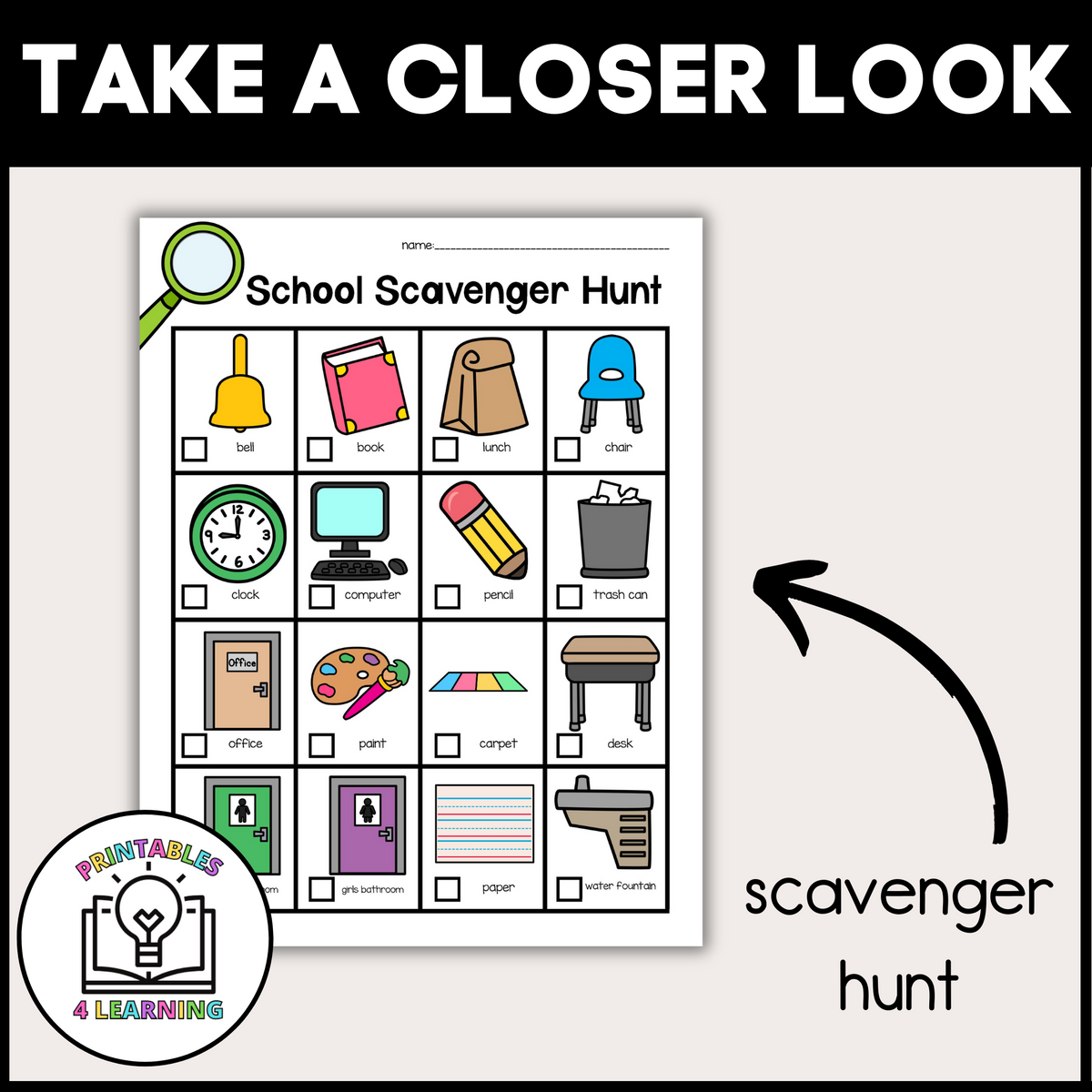 School Scavenger Hunt Packet – Printables 4 Learning