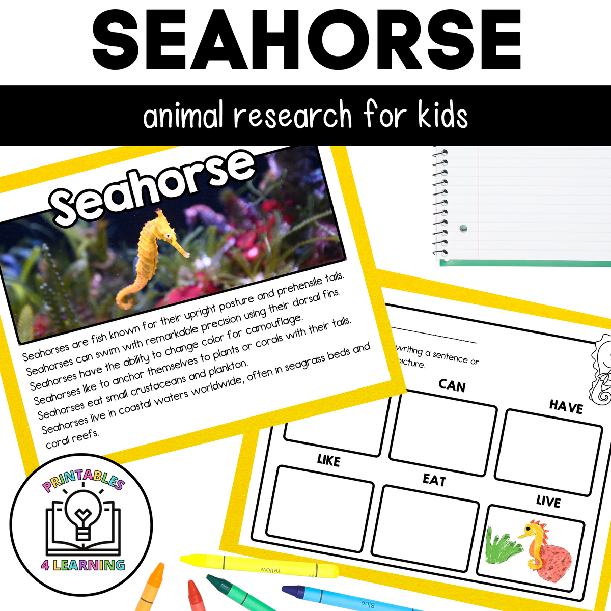 Seahorse Animal Study for Kids – Printables 4 Learning