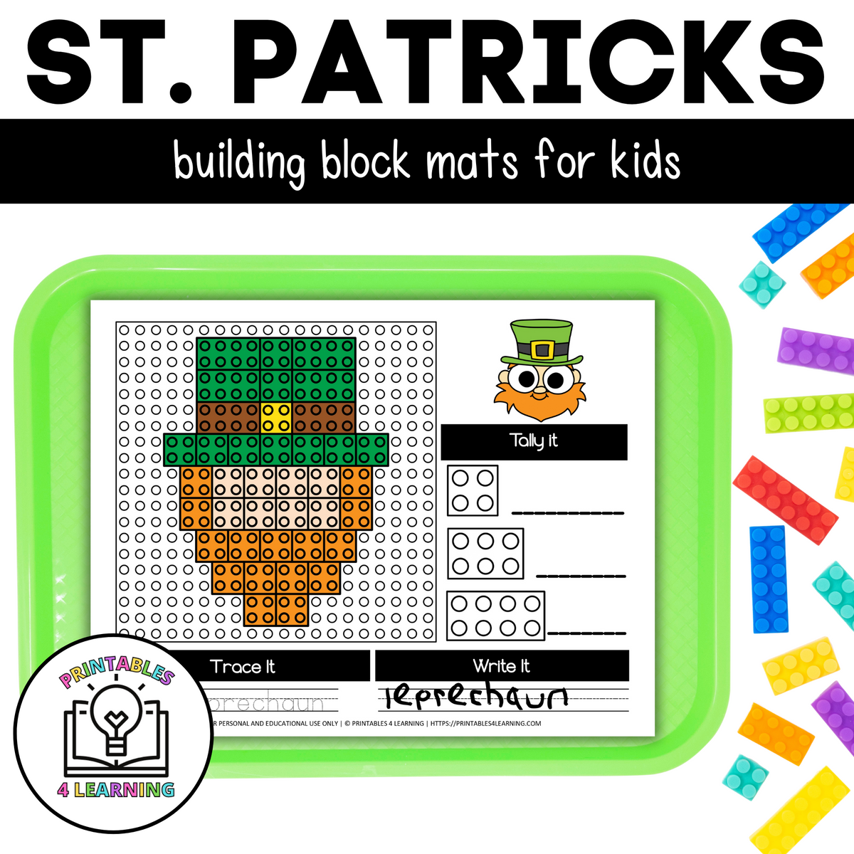 St. Patrick's Day Building Block Mats – Printables 4 Learning