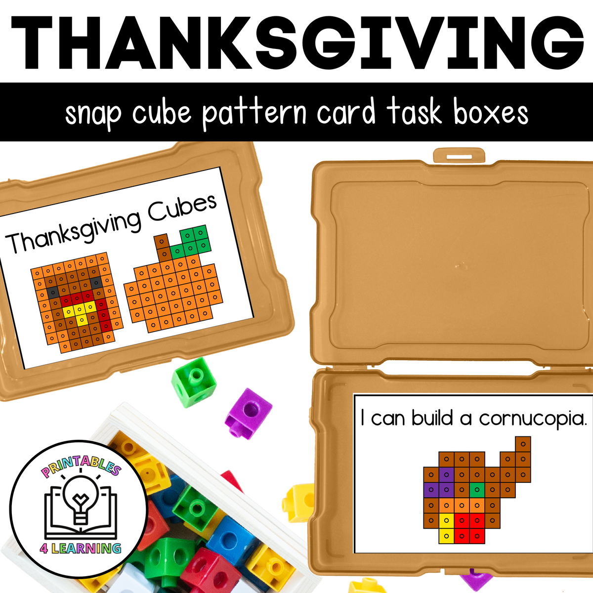 Thanksgiving Snap Cube Task Box – Printables 4 Learning