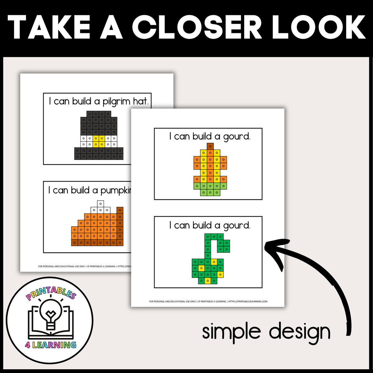 Thanksgiving Snap Cube Task Box – Printables 4 Learning