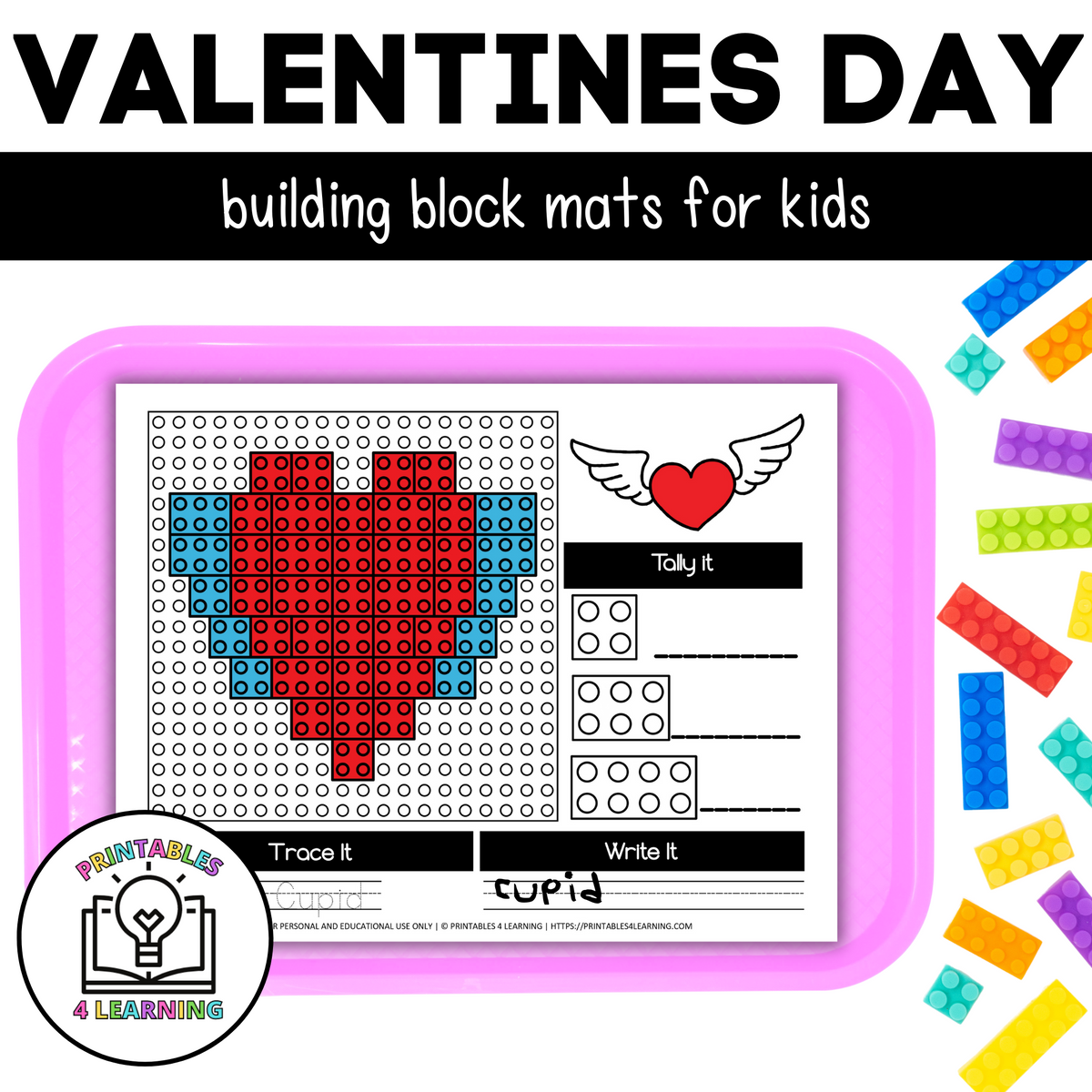 Valentines Day Building Block Mats – Printables 4 Learning