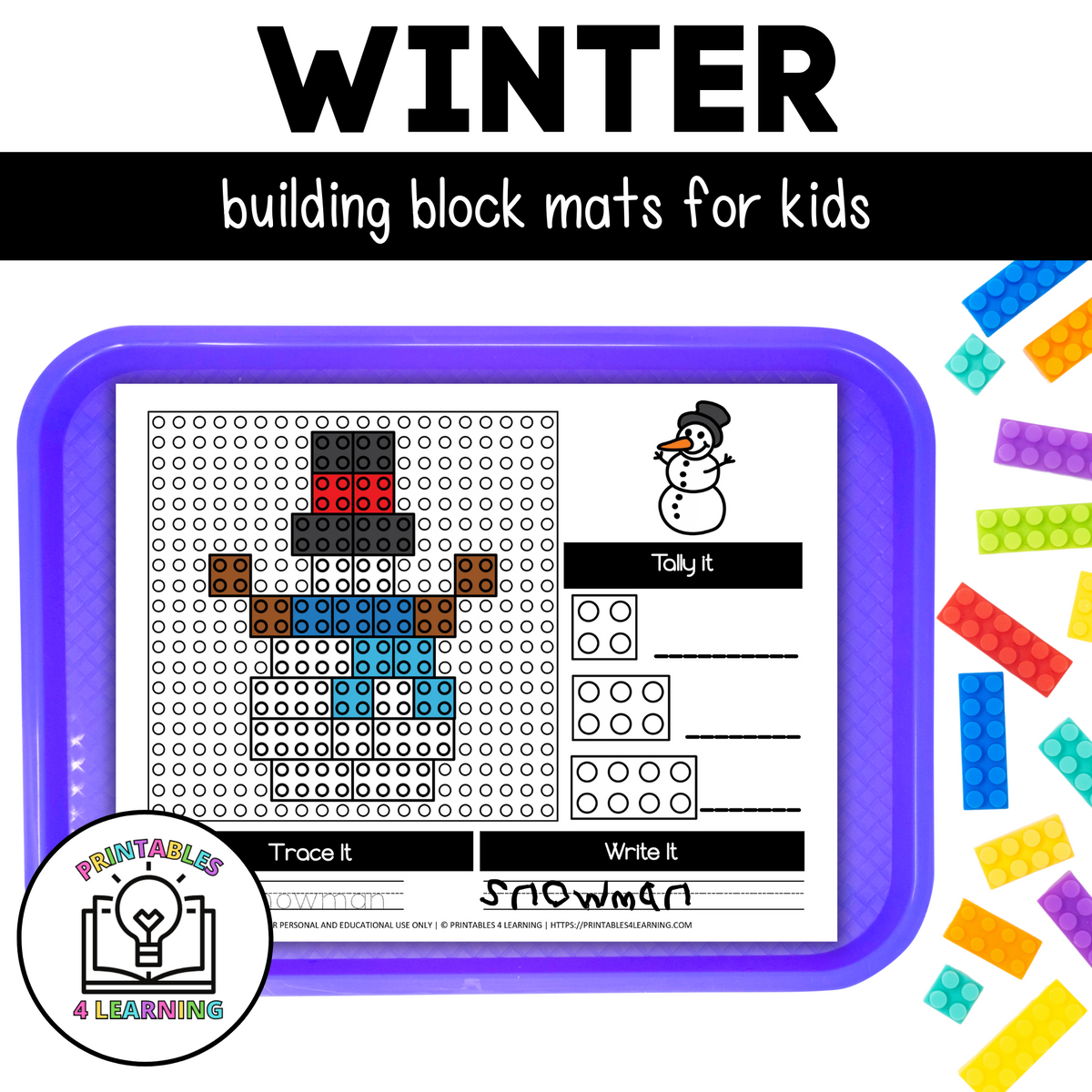 Winter Building Block Mats – Printables 4 Learning