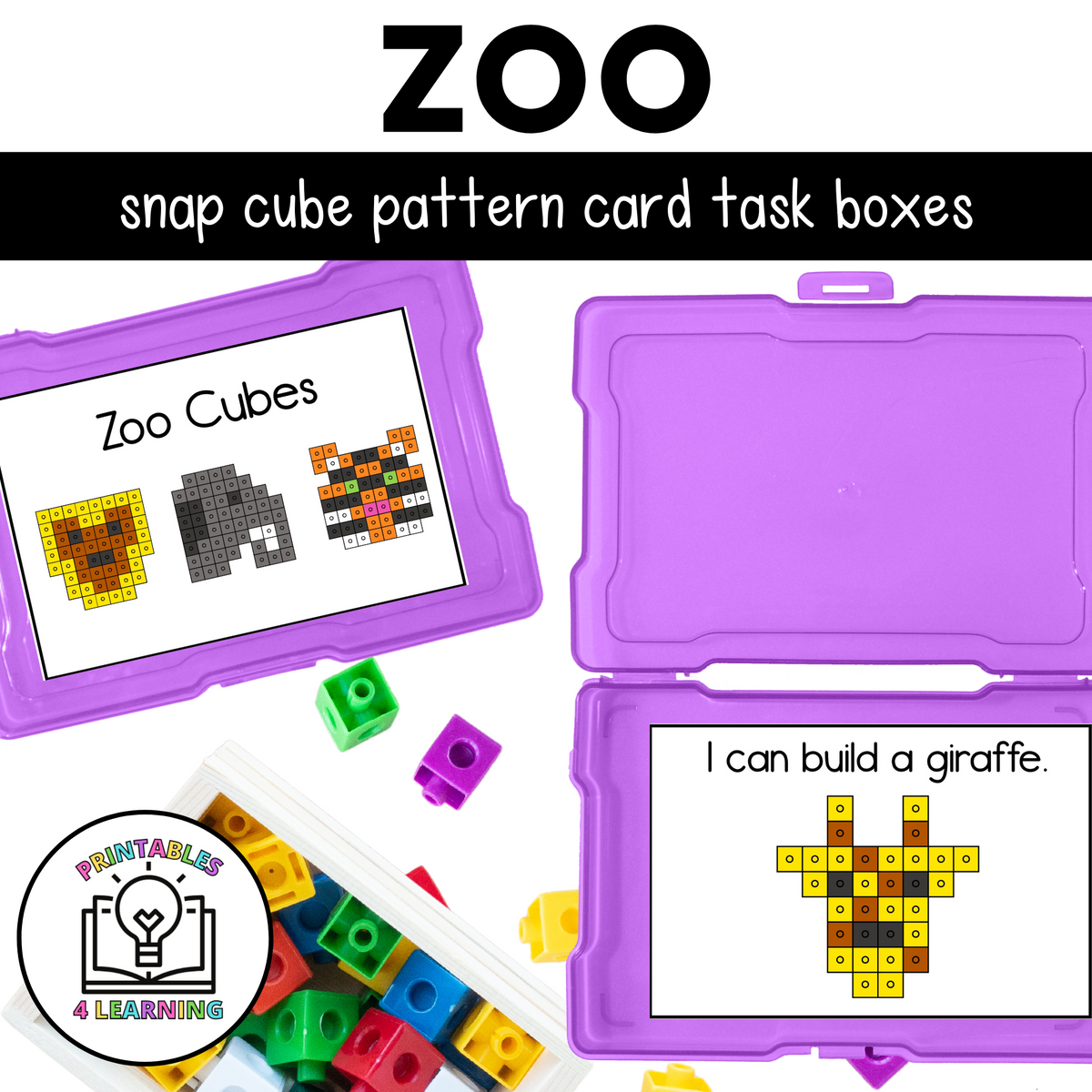 Zoo Snap Cube Task Box – Printables 4 Learning