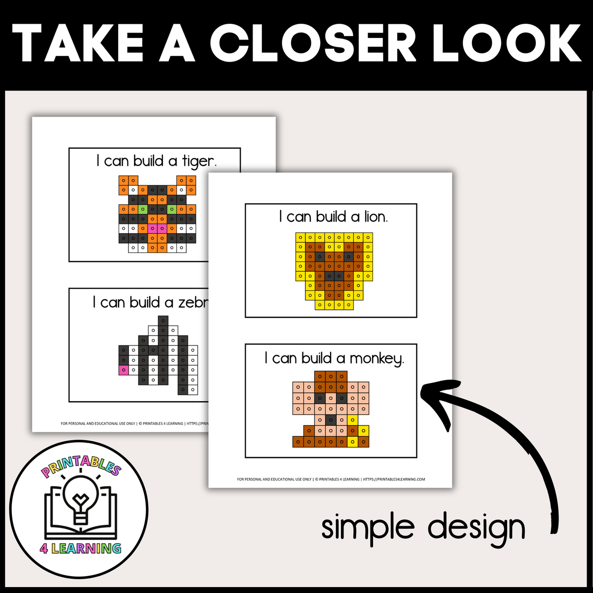 Zoo Snap Cube Task Box – Printables 4 Learning