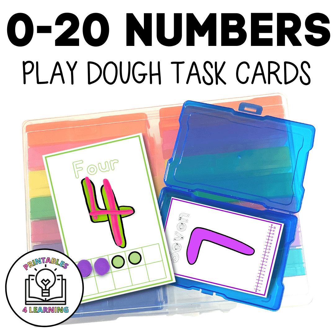 0-20 Numbers Play Dough Task Cards – Printables 4 Learning