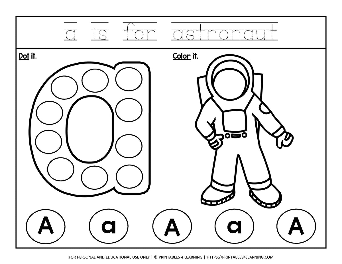 Alphabet Letters A to Z Dot Marker Worksheets – Printables 4 Learning