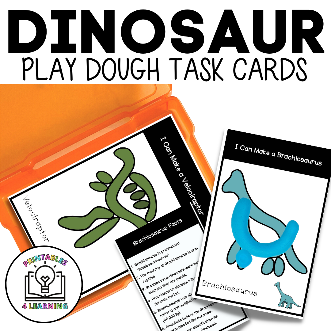 Dinosaurs Play Dough Task Cards – Printables 4 Learning