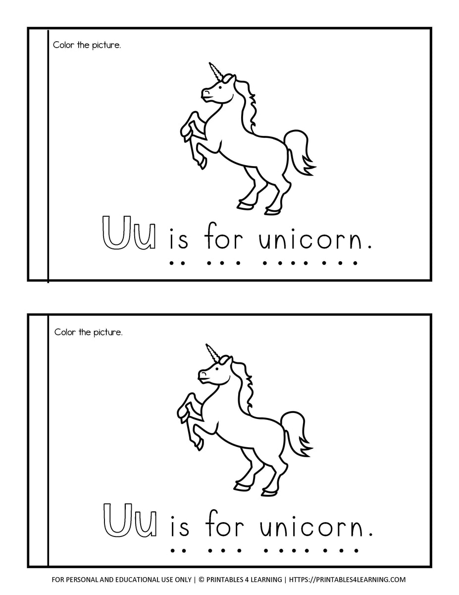 Letter U Emergent Reader Coloring Book – Printables 4 Learning