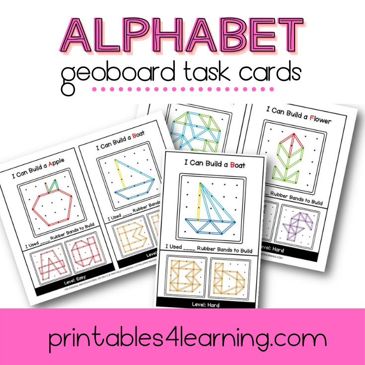 Fine Motor Task Cards: ABC Geoboard Pack – Printables 4 Learning