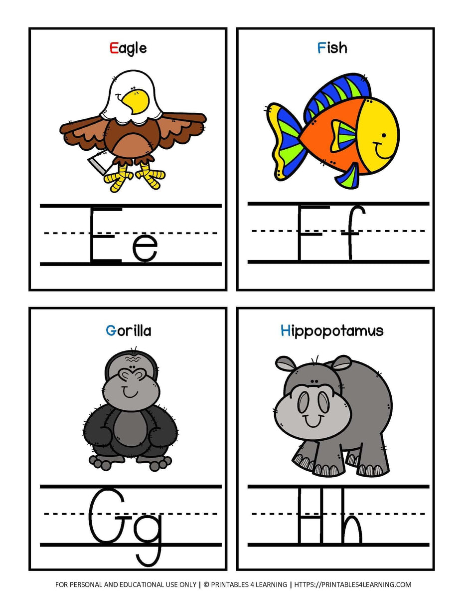 Animal ABC Chart with Flash Cards – Printables 4 Learning