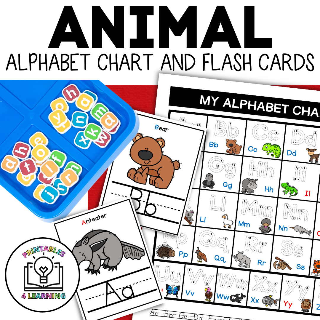 Animal ABC Chart with Flash Cards – Printables 4 Learning