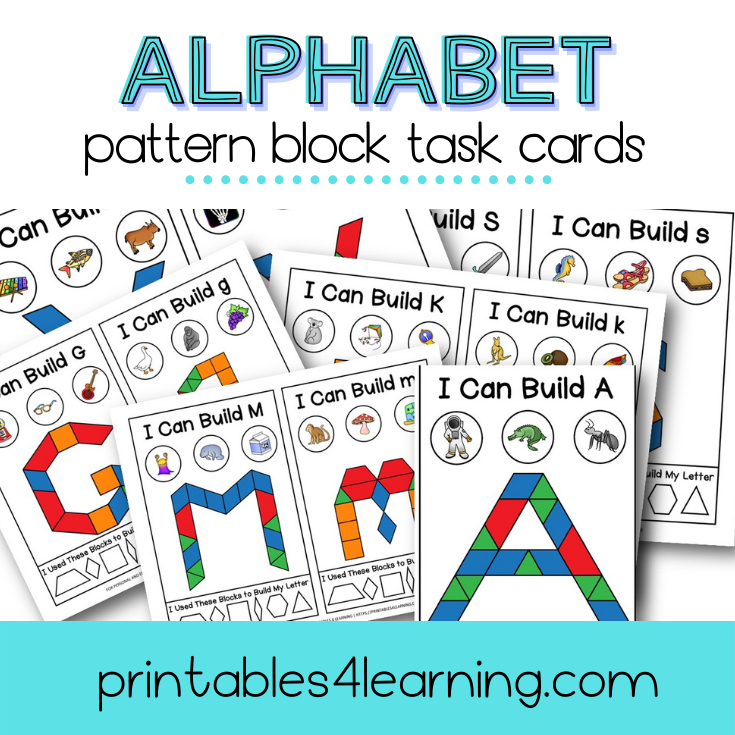 Fine Motor Task Cards: ABC Pattern Block Pack – Printables 4 Learning