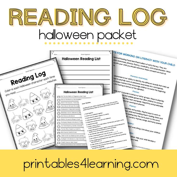 Editable Reading Log: Halloween Books for Kids with Parent Handout ...