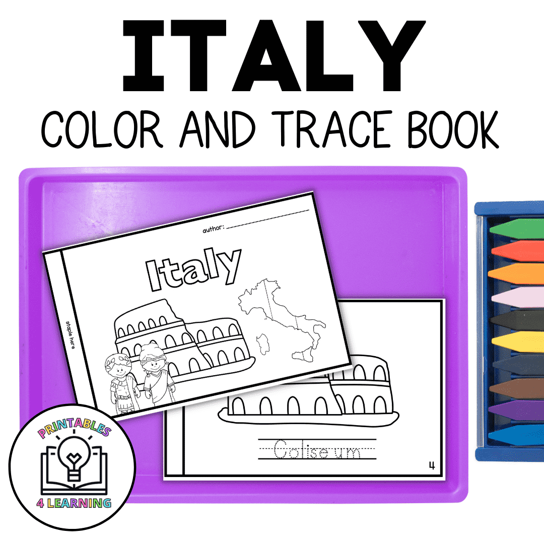 Italy Color and Trace Book for Kids – Printables 4 Learning