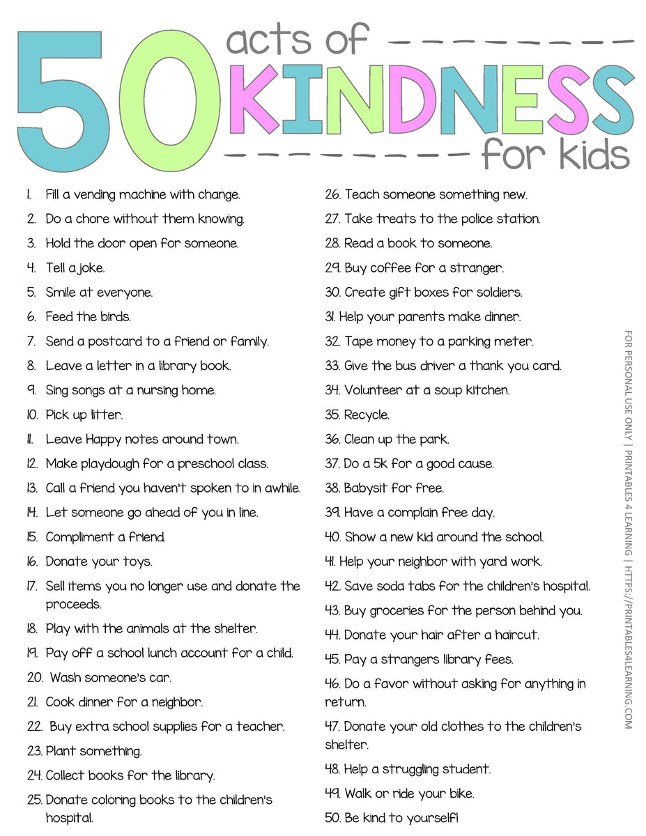 Random Acts of Kindness Journal – Printables 4 Learning