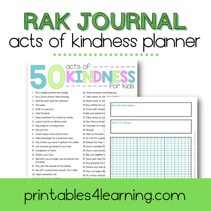 Random Acts of Kindness Journal – Printables 4 Learning