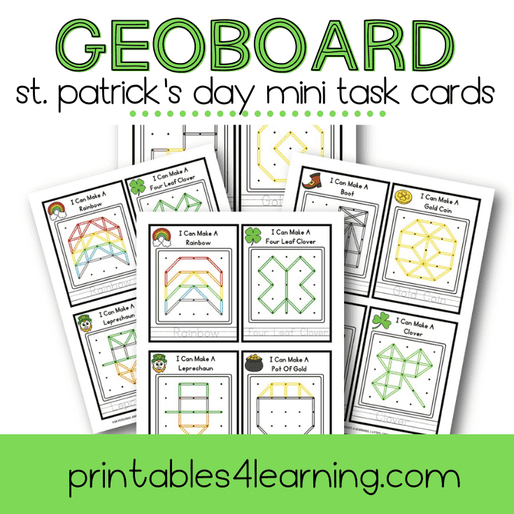 Mini Task Cards: St. Patrick's Day Geoboard Pack – Printables 4 Learning