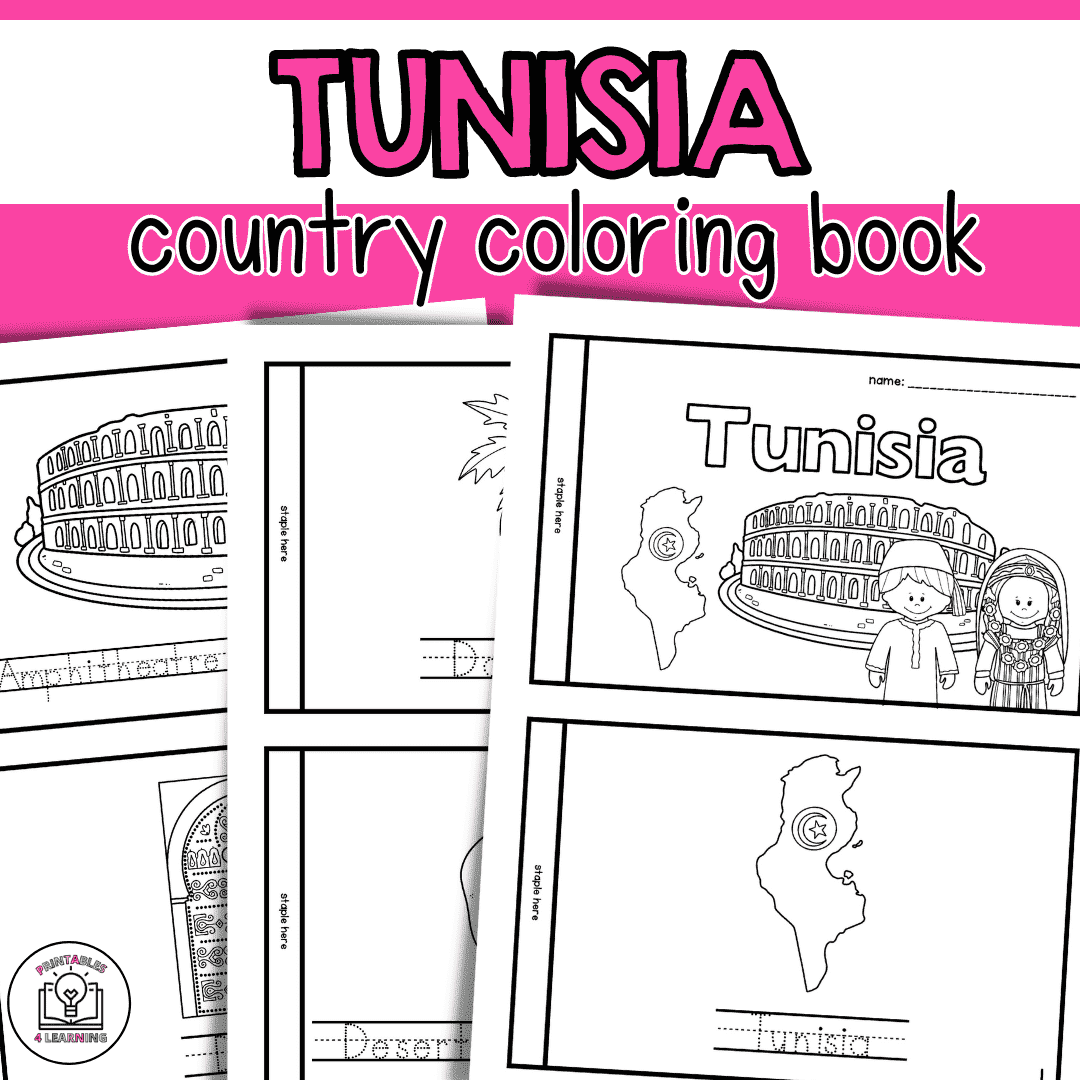 Tunisia Color and Trace Book for Kids – Printables 4 Learning