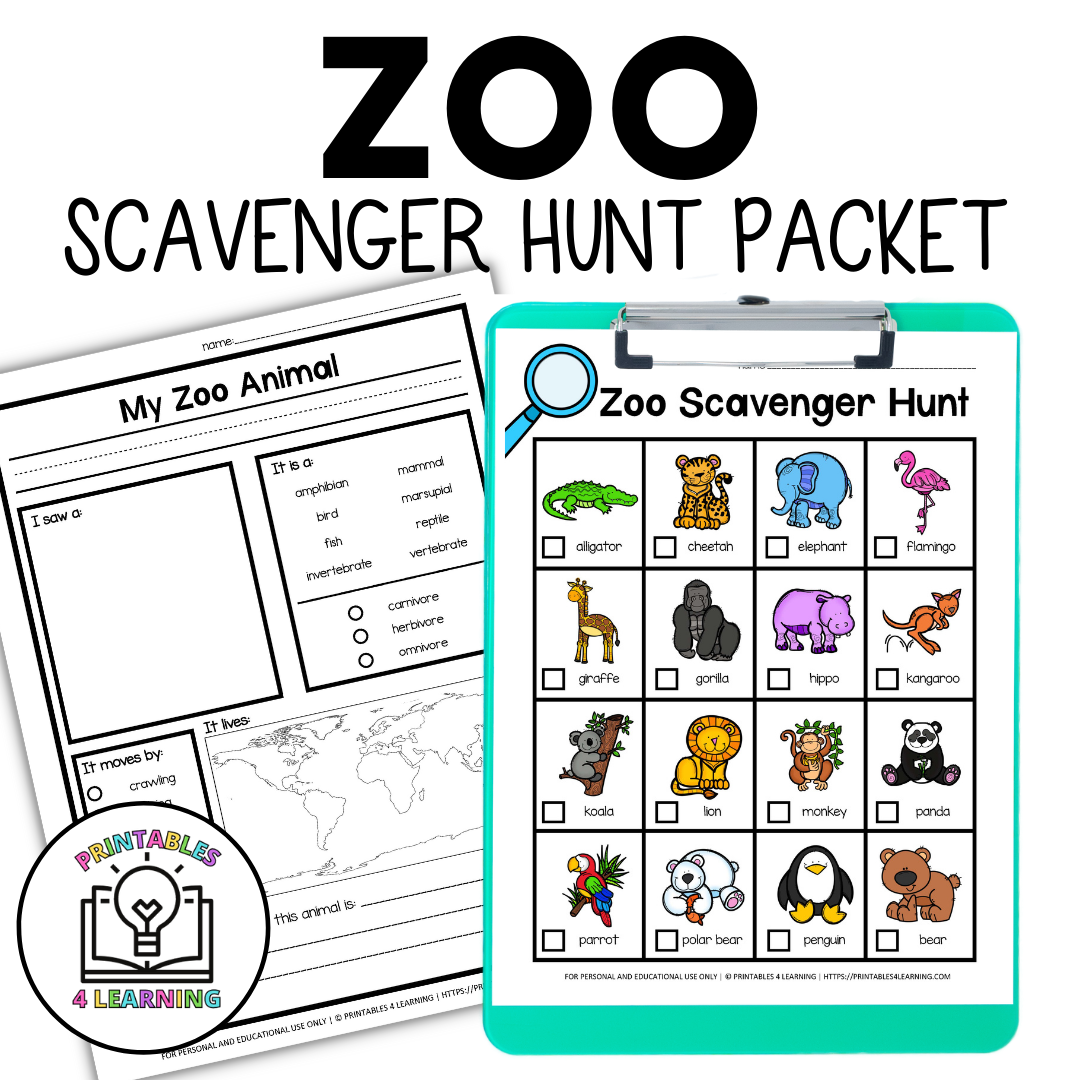 Zoo Scavenger Hunt Packet – Printables 4 Learning