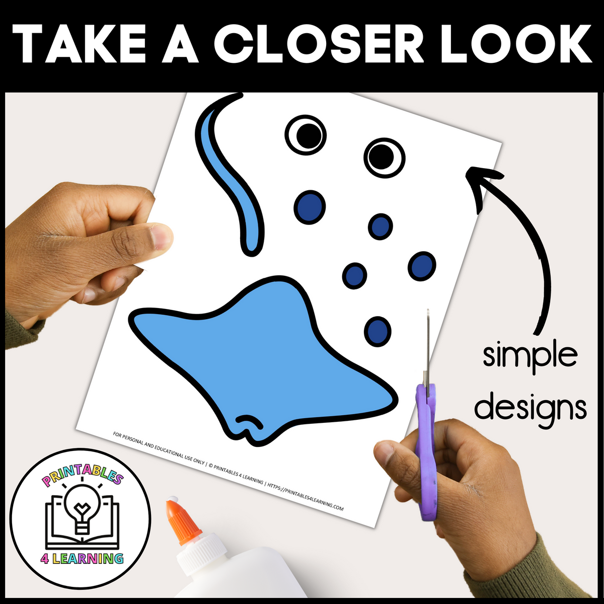 Manta Ray Cut and Paste Craft with Visual Directions – Printables 4 ...