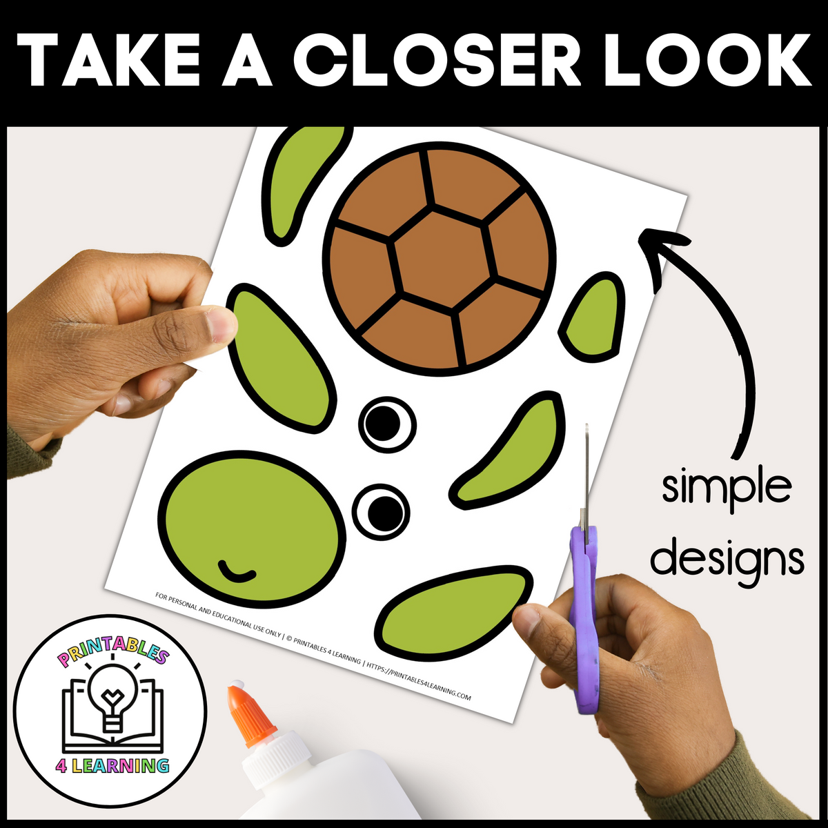 Sea Turtle Cut and Paste Craft with Visual Directions – Printables 4 ...