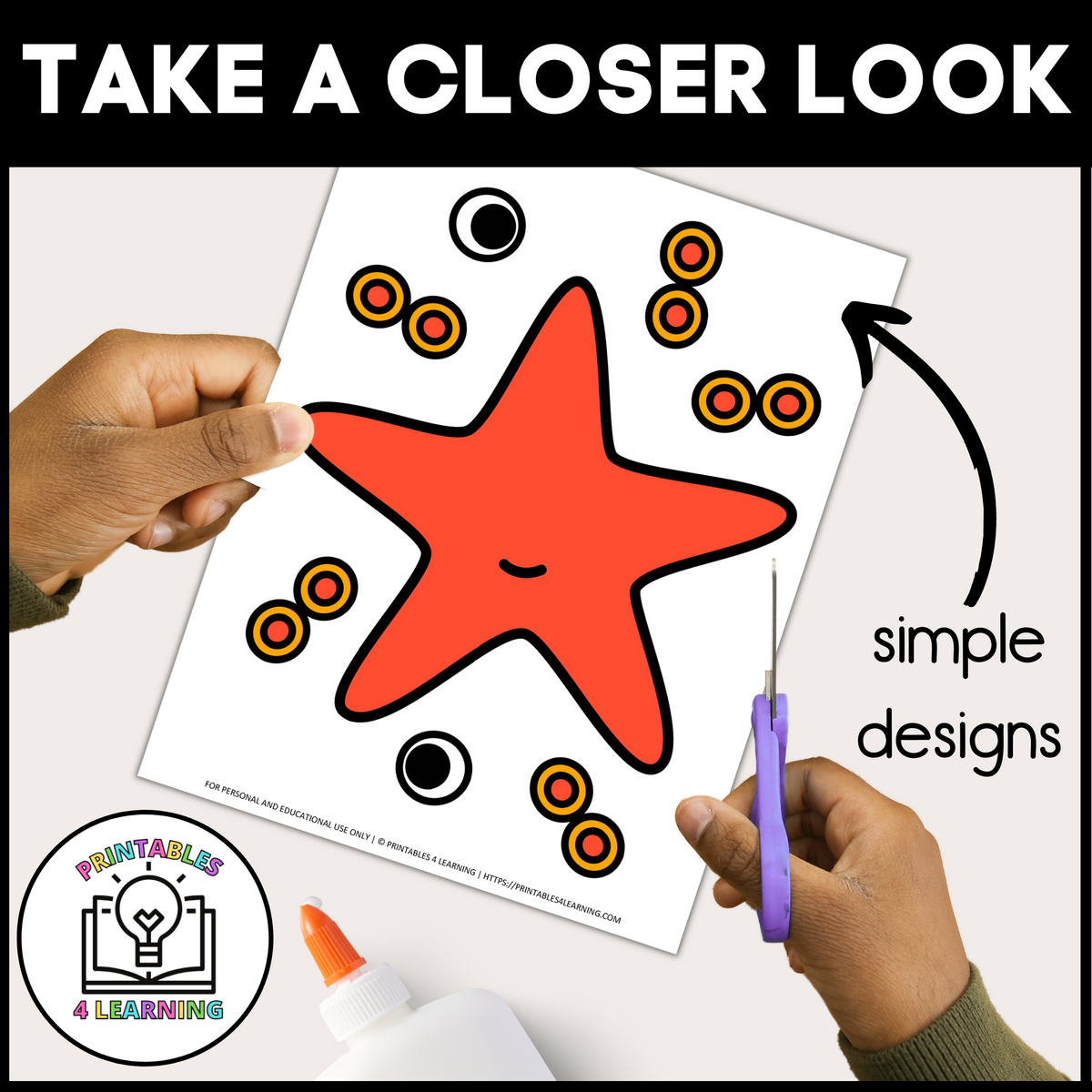 Starfish Cut and Paste Craft with Visual Directions – Printables 4 Learning