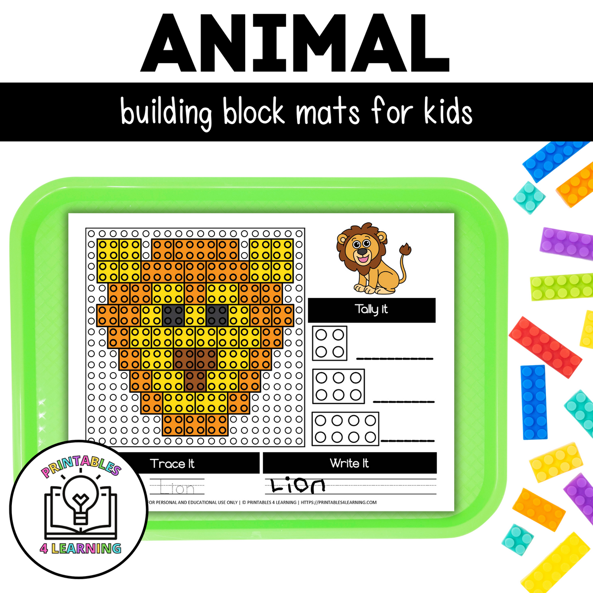 Animal Building Brick Mats – Printables 4 Learning
