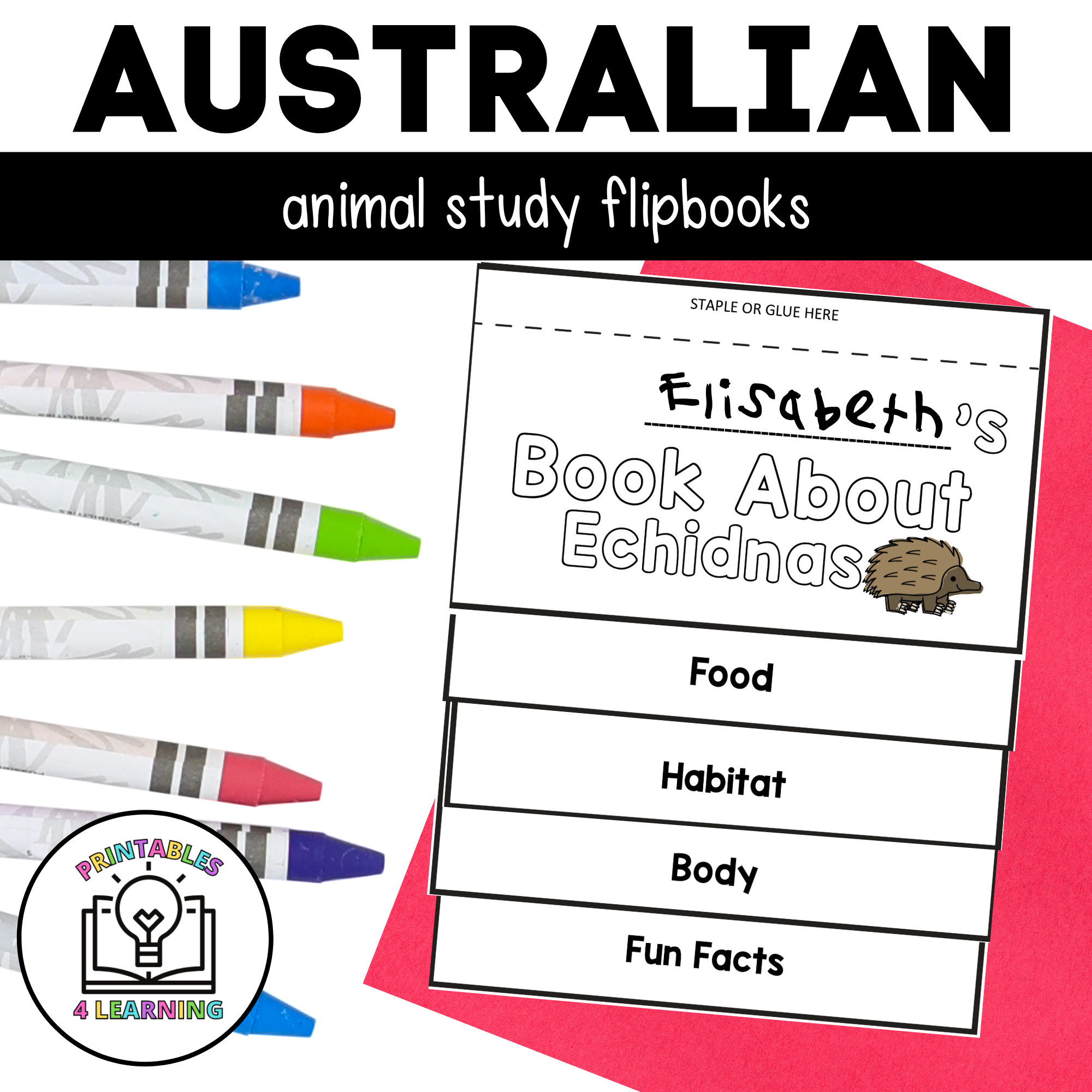 Animal Research Flip Book: Australian Animals - Printables 4 Learning