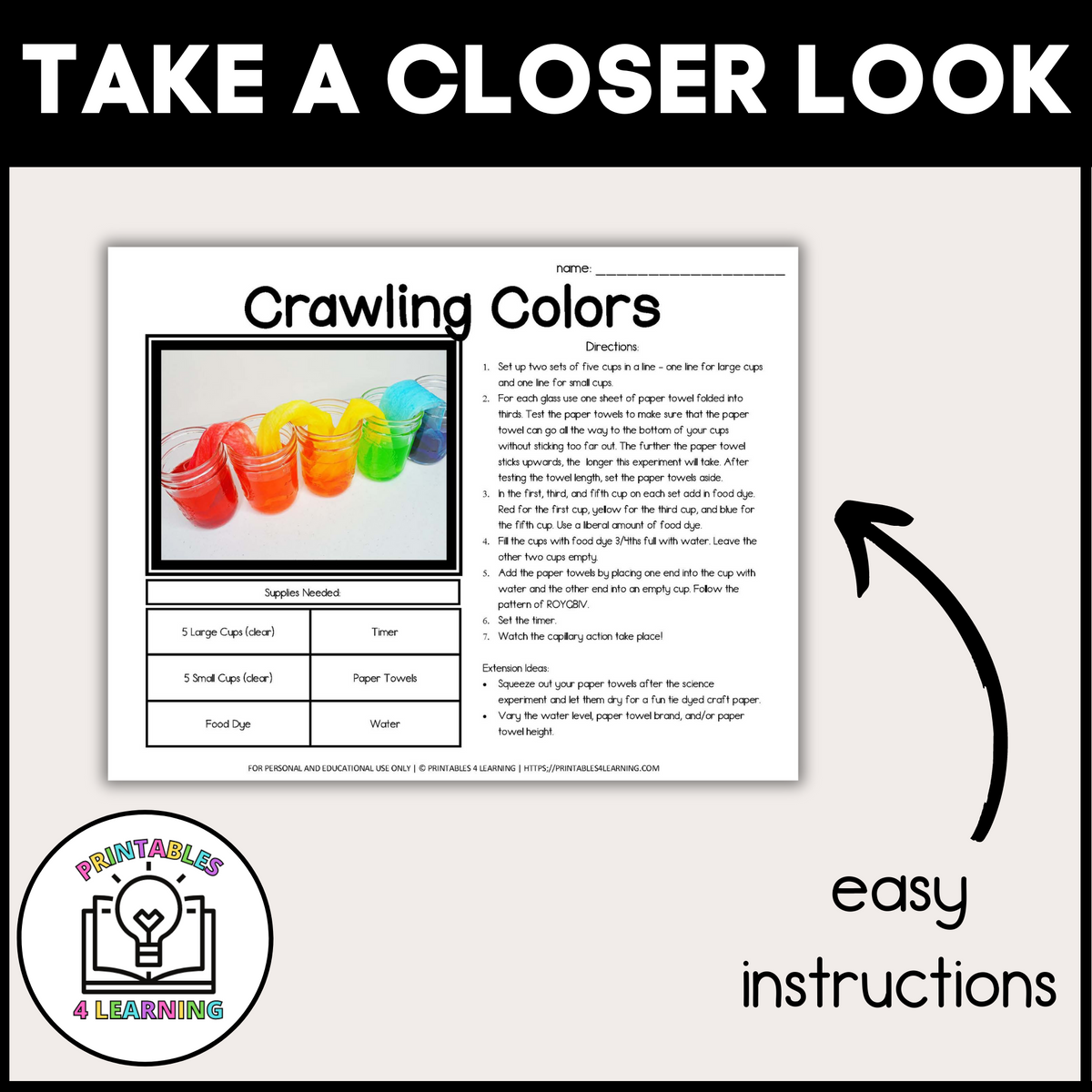 Crawling Colors Science Experiment: Capillary Action Color Mixing ...